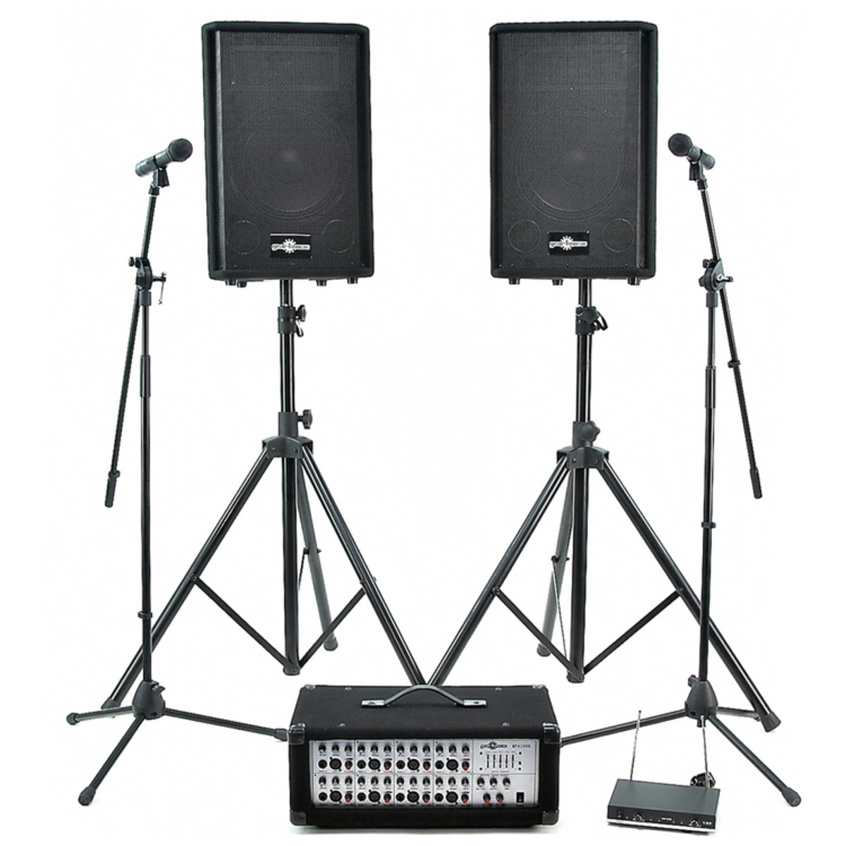 200W PA System with Wireless Mics and Stands at Gear4music