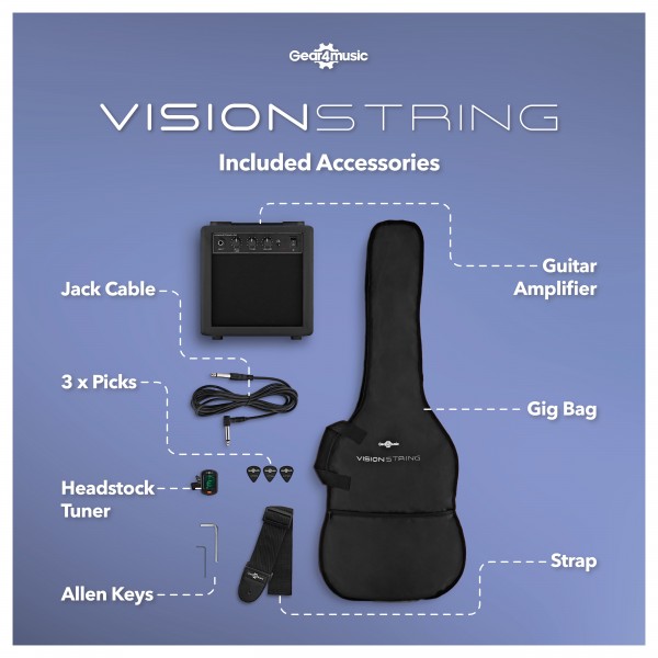 VISIONSTRING 3/4 Electric Guitar Pack, White at Gear4music