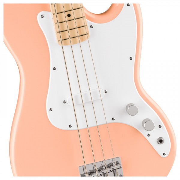 Squier FSR Sonic Bronco Bass, White Pickguard, Shell Pink at Gear4music