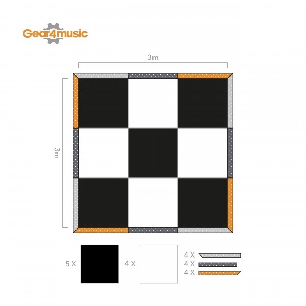 3m x 3m Portable Dance Floor by Gear4music, Chequerboard Finish at ...