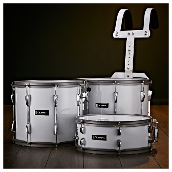 Olympic Marching 14" x 12" Traditional Snare Drum & Top Snare, White ...