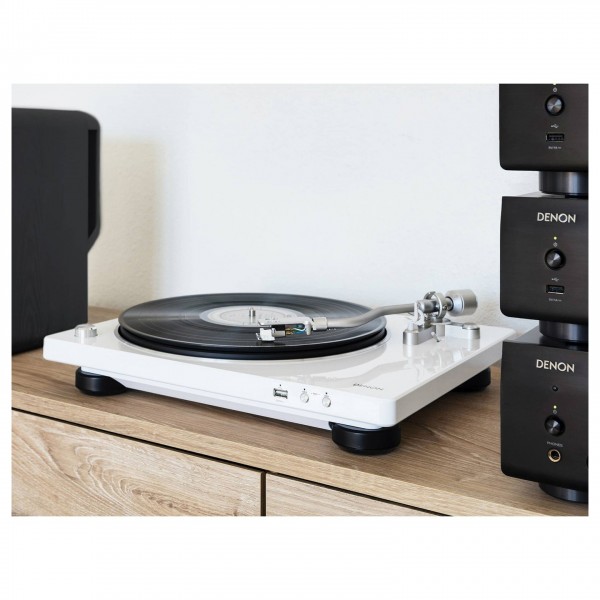 Denon DP-450 Hi-Fi Turntable with USB, White at AV.com