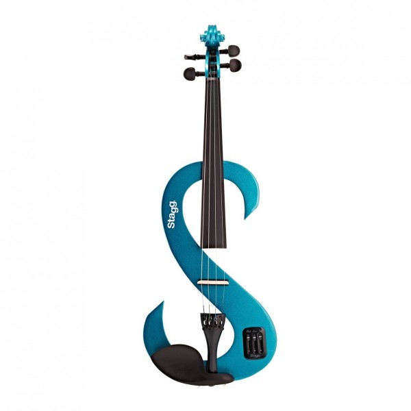 Stagg S-Shaped Electric Violin Package, Metallic Blue at Gear4music