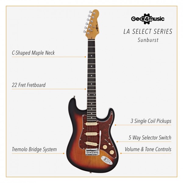 LA Select Electric Guitar by Gear4music, Sunburst at Gear4music