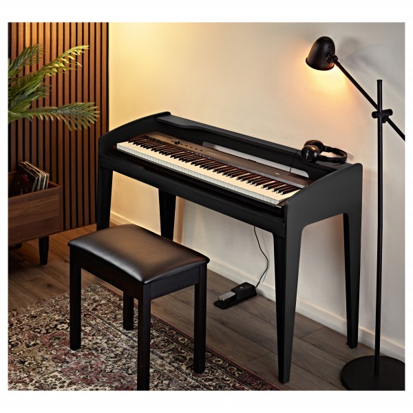 modul Universal Wooden Keyboard Stand, Black at Gear4music