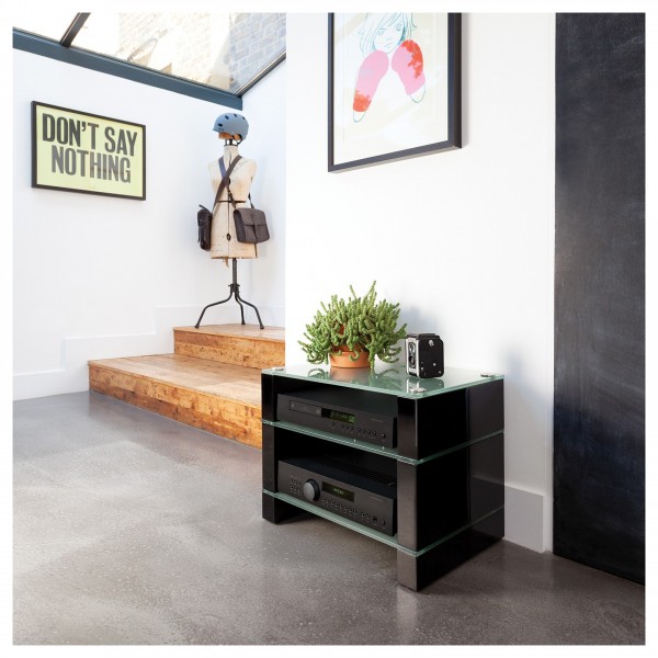 Blok STAX 450 Hi-Fi Rack, Black Gloss and Etched Glass at AV.com