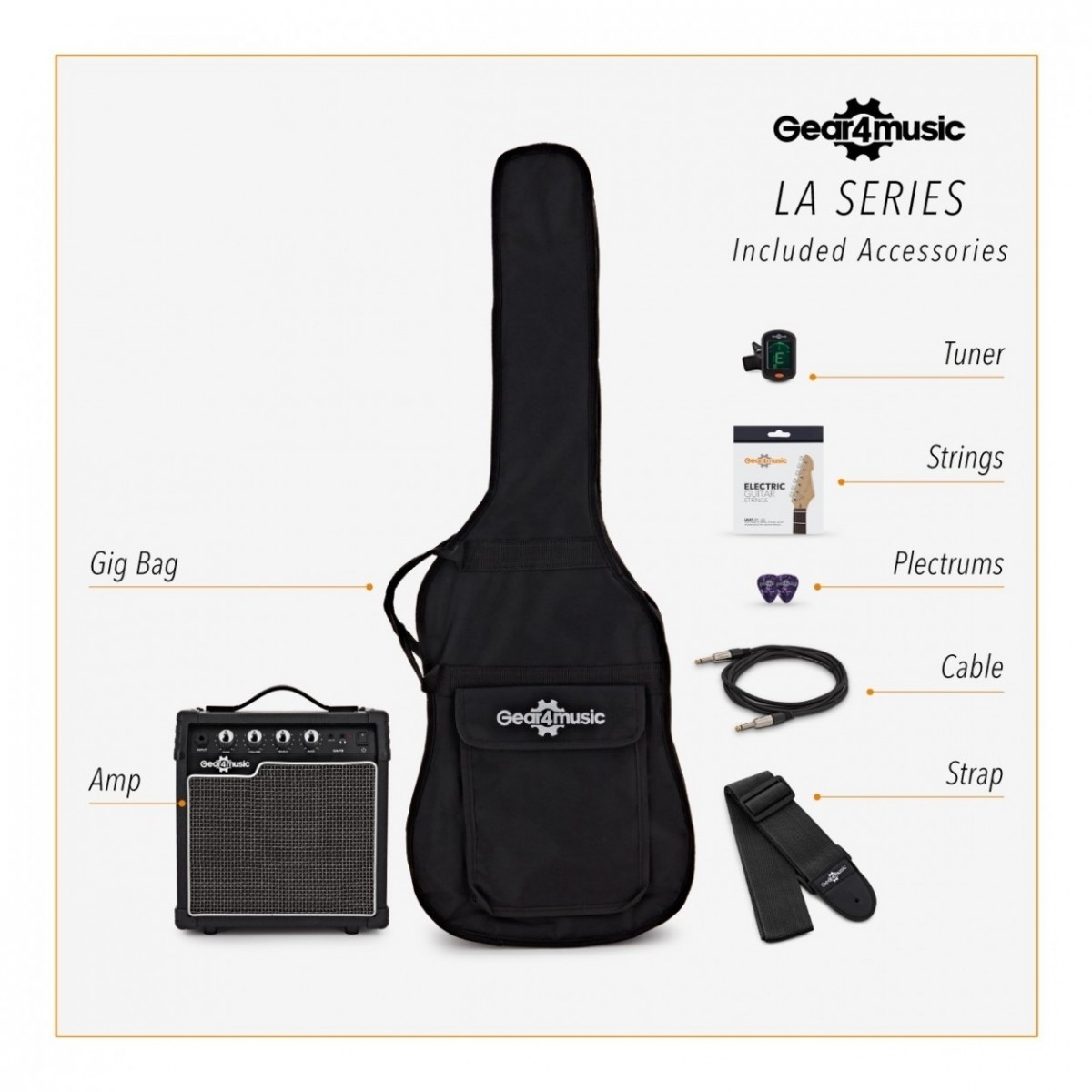 Electric Guitar Beginner Kit with 10W Amp LA by Gear4music Sunburst at ...
