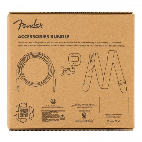 Fender Accessories Bundle Pack - Cable, Tuner, Strap at Gear4music