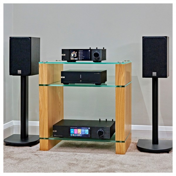 Blok STAX 600X Hi-Fi and Vinyl Rack, Ash Wood and Etched Glass at AV.com