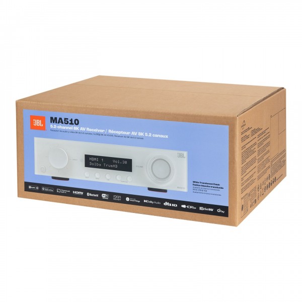 JBL MA510 5.2 Channel 8K AV Receiver, White at AV.com