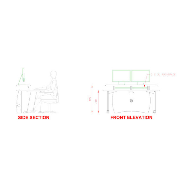 AKA Design ProMedia Desk, Blue and Maple at Gear4music