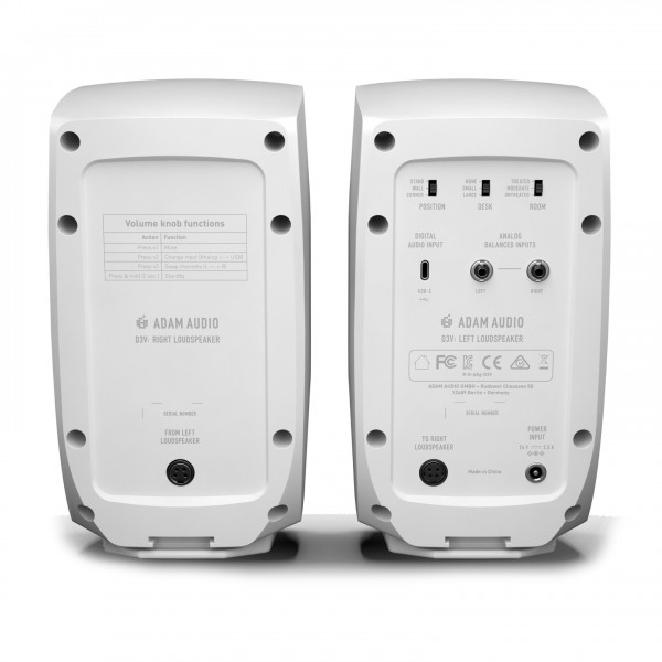 Adam Audio D3V Desktop Studio Monitor System, White at Gear4music