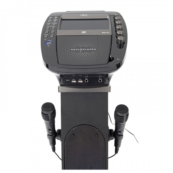 Easy Karaoke Bluetooth Karaoke System with Speaker Pedestal & 2 Mics at ...