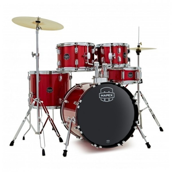 Mapex Comet Series 22'' Drum Kit, Infra Red w/Ride Cymbal at Gear4music