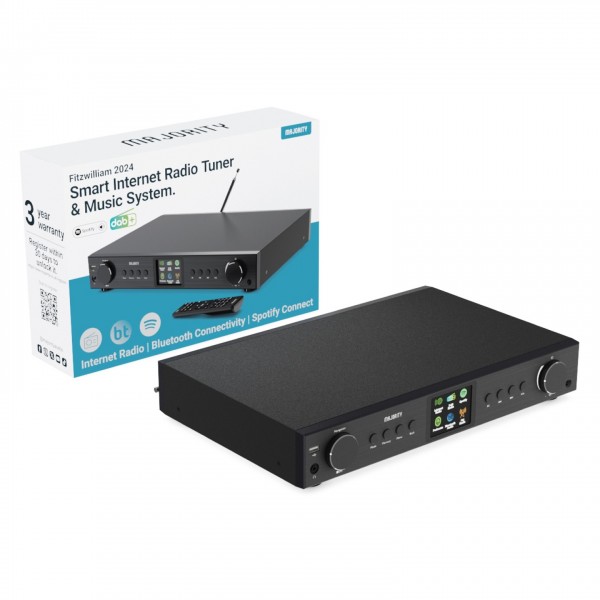 Majority Fitzwilliam 2024 DAB Internet Radio with Bluetooth, Black at ...