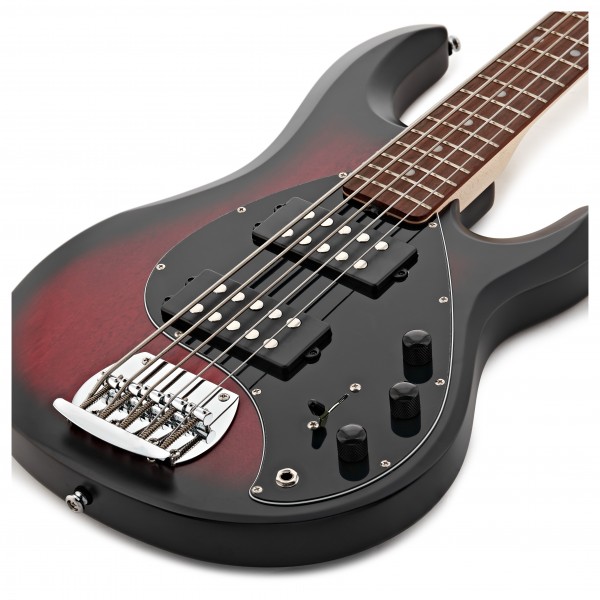Sterling Stingray Ray5 Bass HH RW, Ruby Red Burst at Gear4music