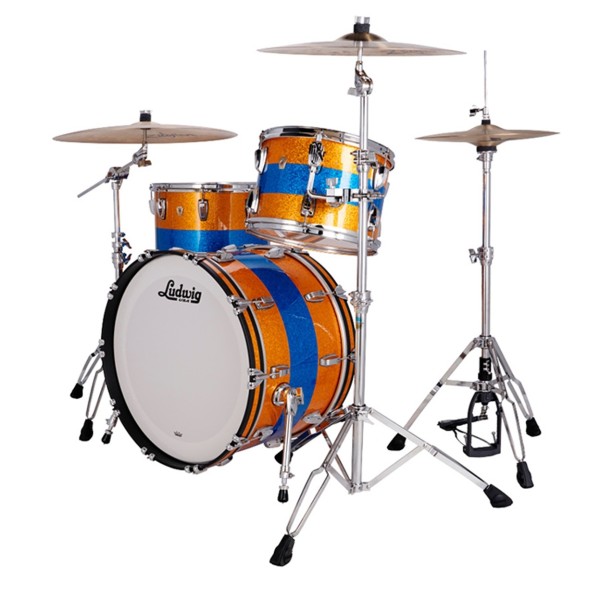 DISC Ludwig Classic Maple 22" Fab 3pc Shell Pack, Triband Gold/Blue ...