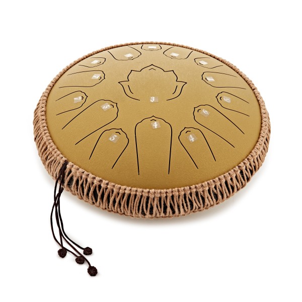 Gear4music Life 14" Steel Tongue Drum 15 Notes, C-Major, Golden at ...