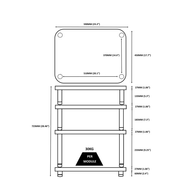 Atacama Apollo Hi-Fi Storm 6 Shelf 185mm Module, Silk Black/Dark Oak at ...