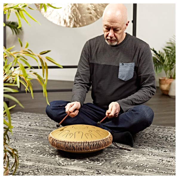 Gear4music Life 14" Steel Tongue Drum 15 Notes, C-Major, Golden at ...