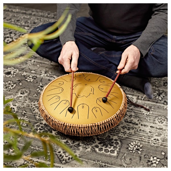 Gear4music Life 14" Steel Tongue Drum 15 Notes, C-Major, Golden at ...