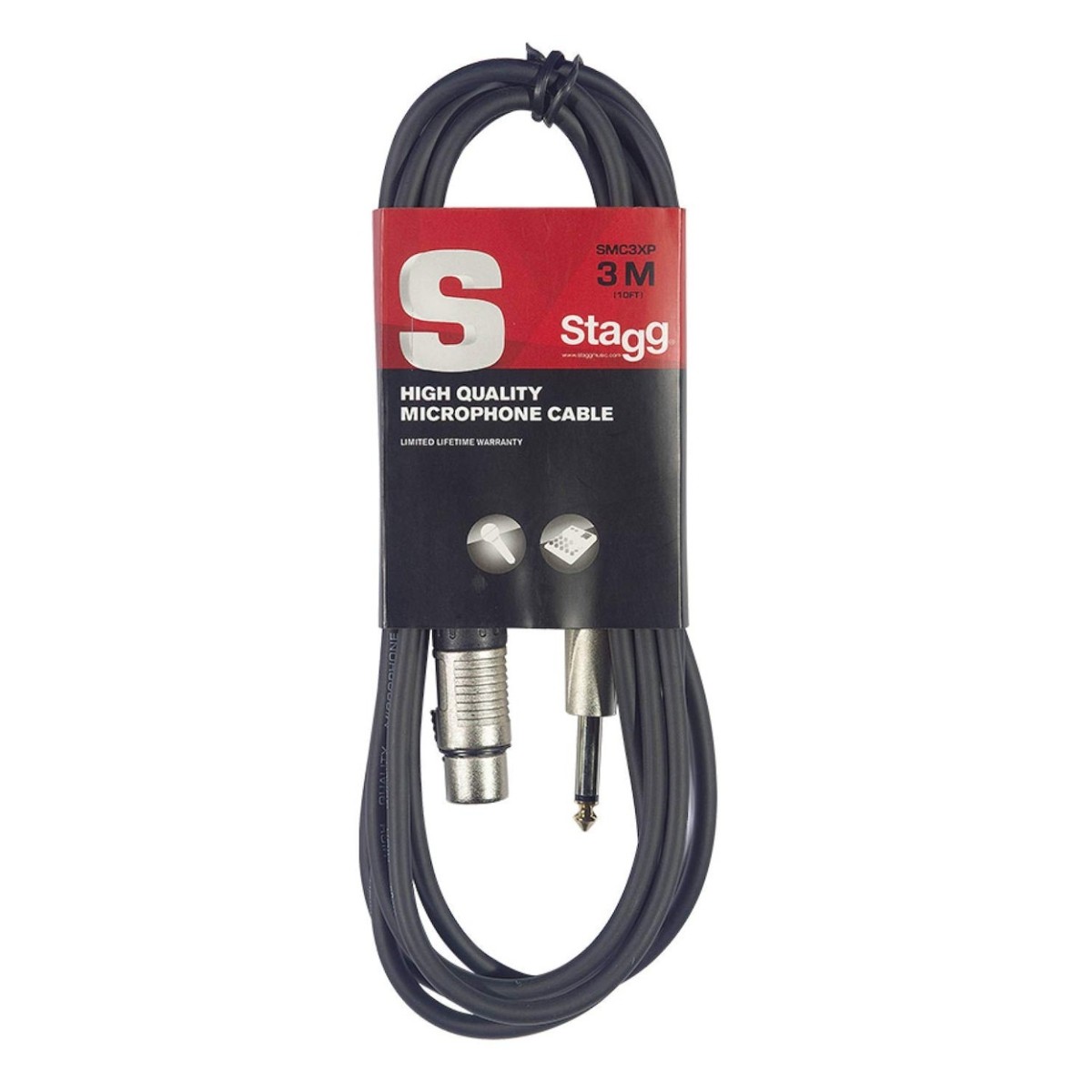 Stagg SMC3XP Female XLR to Mono Jack Cable 3m/10ft, Black at Gear4music