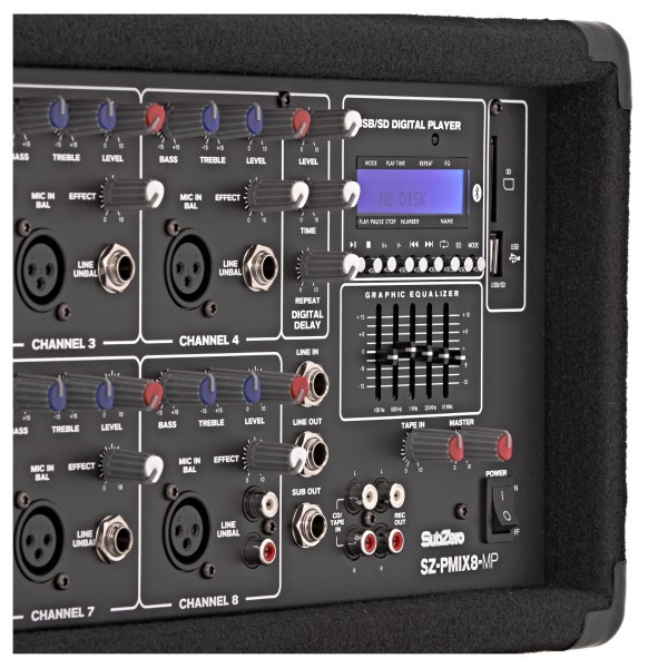 SubZero SZ-PMIX8-MP3 8 Channel Powered Mixer, Digital Media Player ...