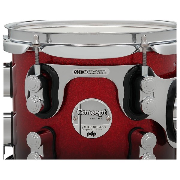 PDP Concept Maple 22'' 7pc Shell Pack, Red to Black Sparkle at Gear4music