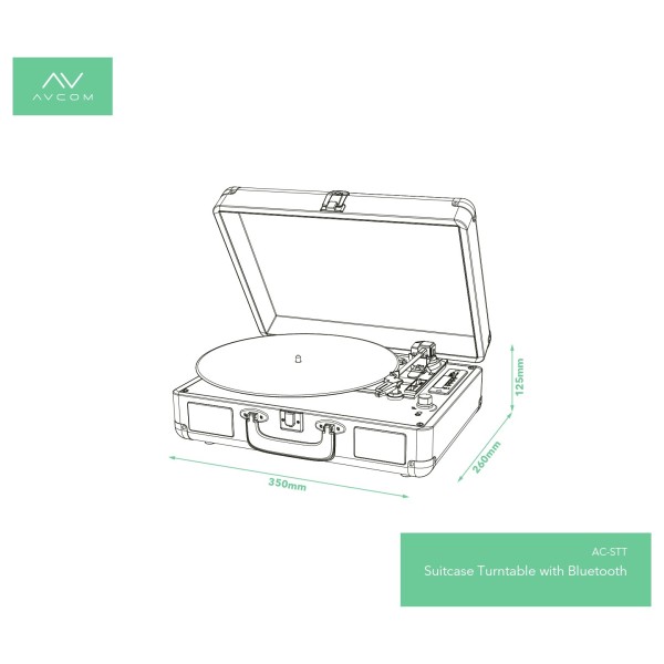 AVCOM Suitcase Turntable with Bluetooth, Cream at Gear4music