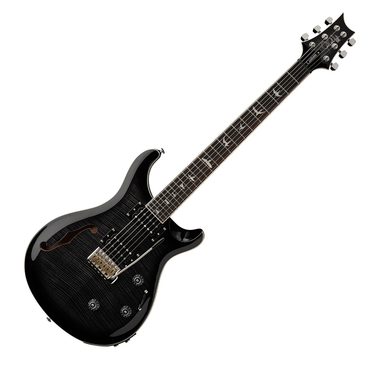 PRS SE Custom 24 Semi-Hollow Piezo, Charcoal Burst - Ex Demo | Gear4music