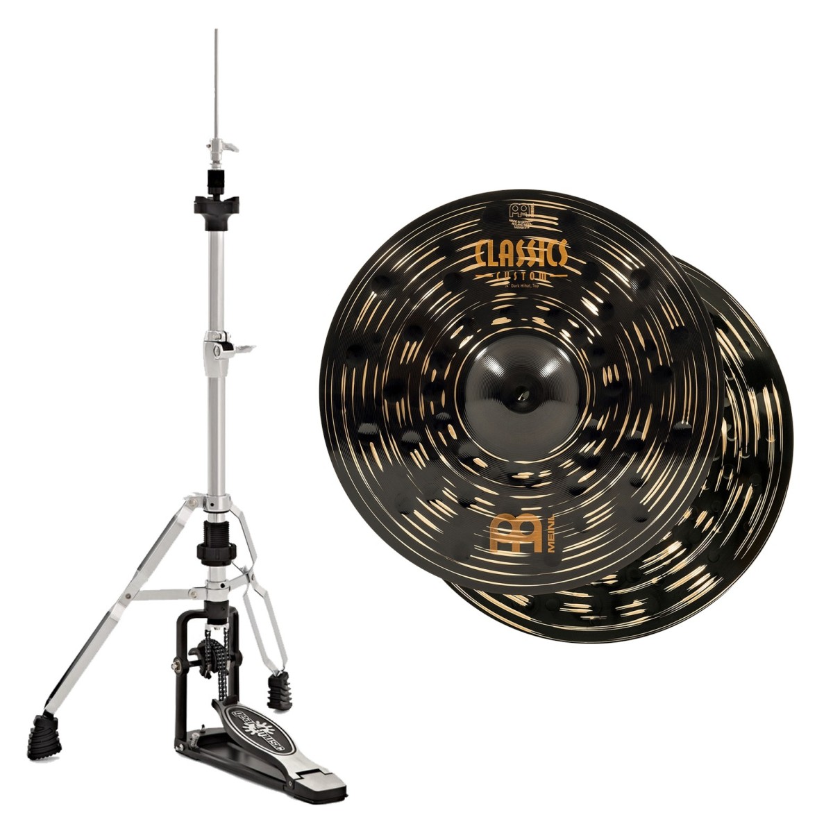 Meinl Classics Custom Dark 14'' Hi-Hats & Heavy Duty Two-Leg Hi-Hat ...