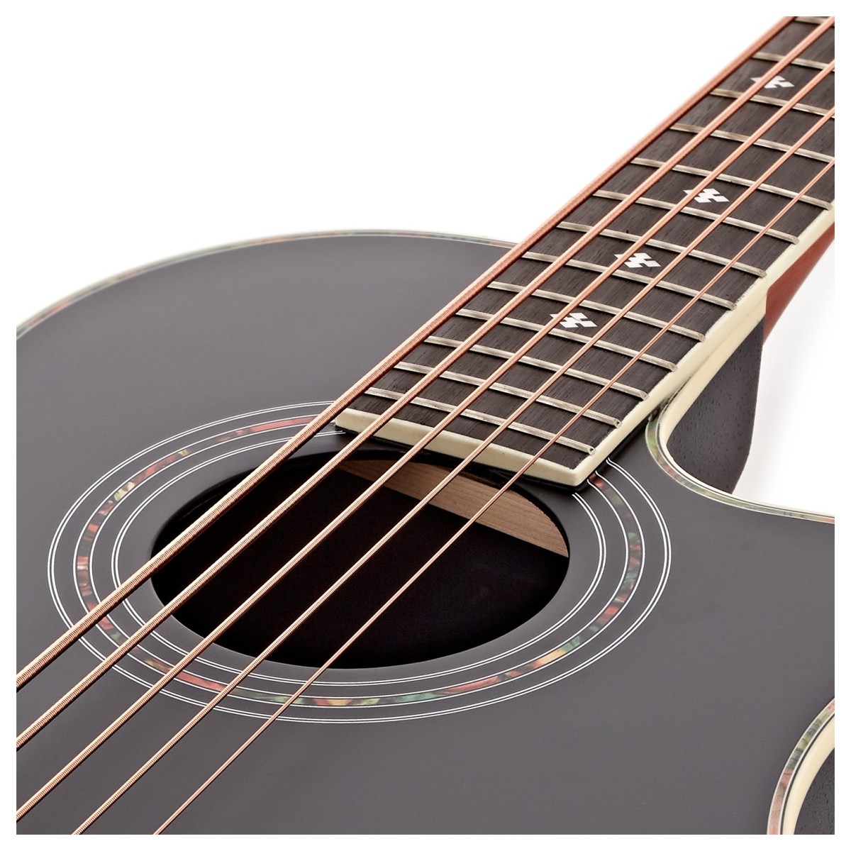 Roundback Electro Acoustic 5 String Bass Guitar by Gear4music, Black ...