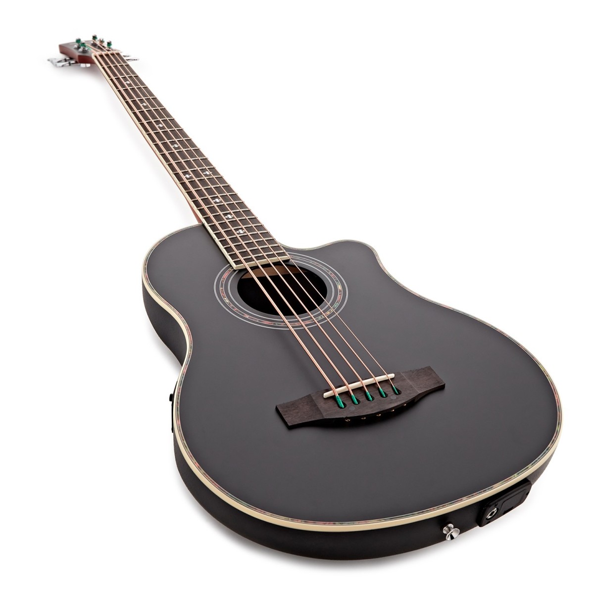 Roundback Electro Acoustic 5 String Bass Guitar by Gear4music, Black ...