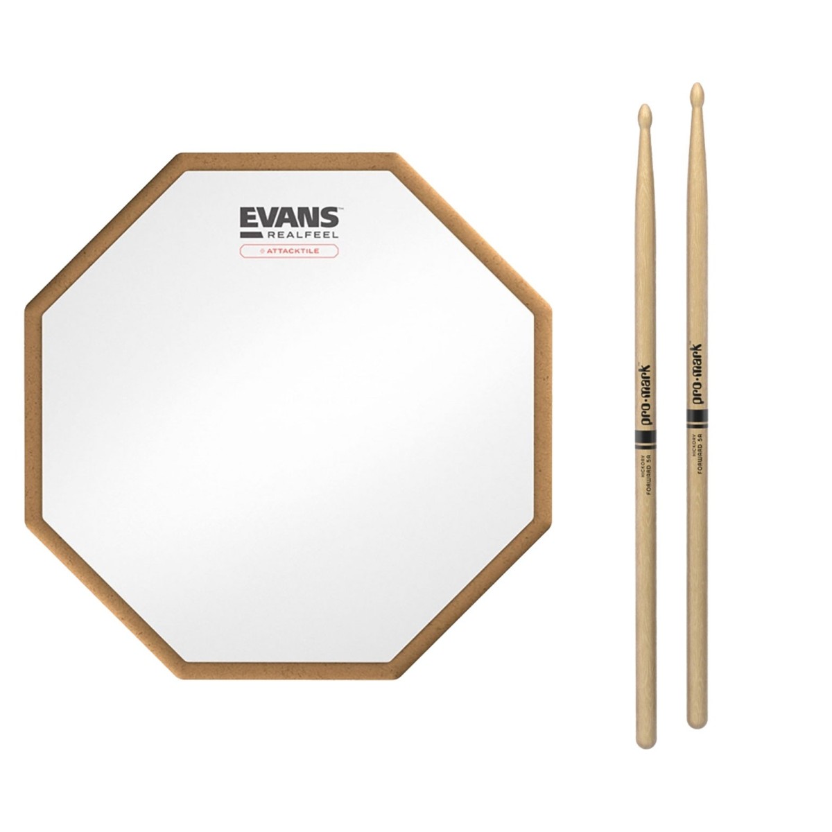 RealFeel Evans Attacktile Mountable Drum Pad & Promark 5A Hickory ...