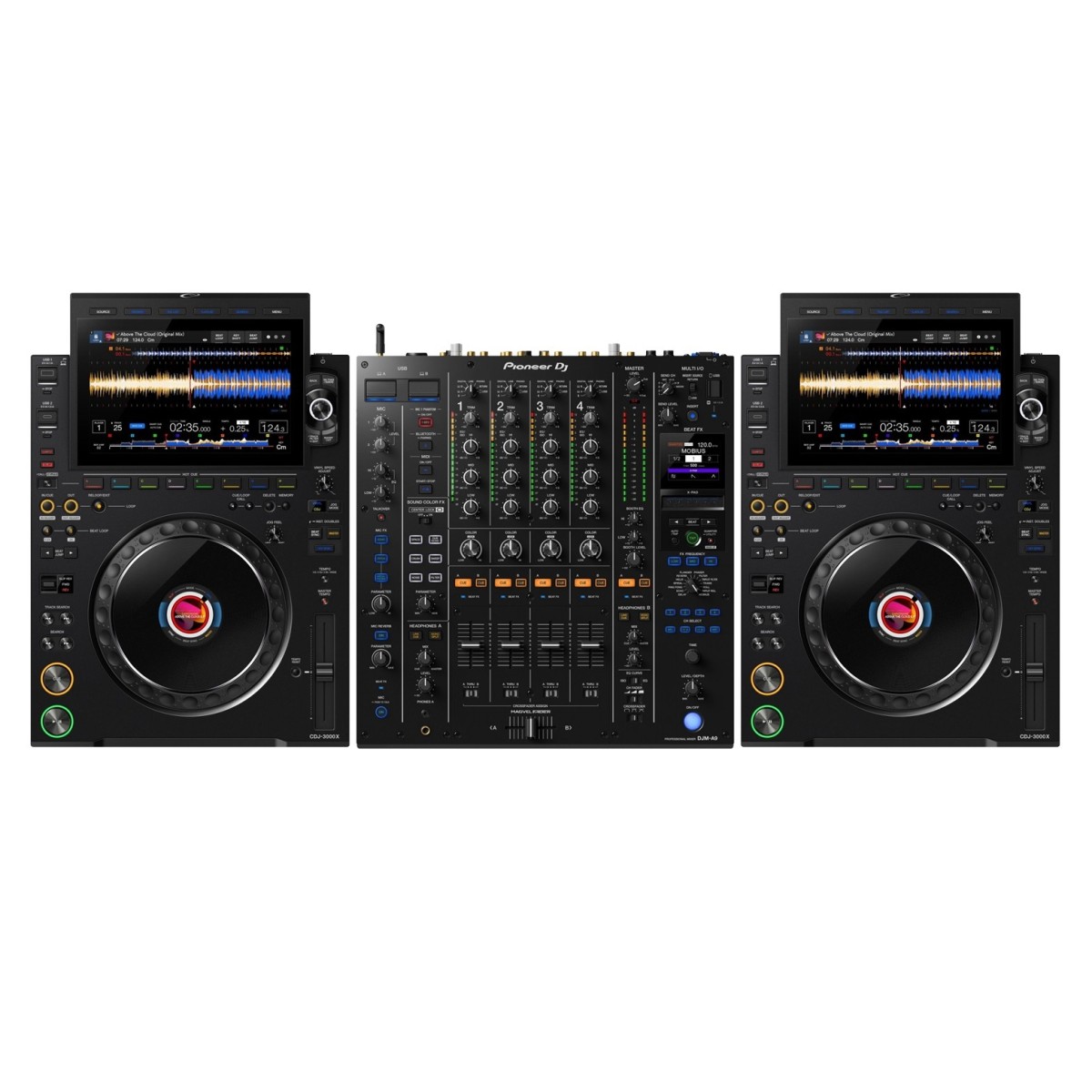 AlphaTheta CDJ-3000X Pair, with Pioneer DJ DJM-A9 at Gear4music