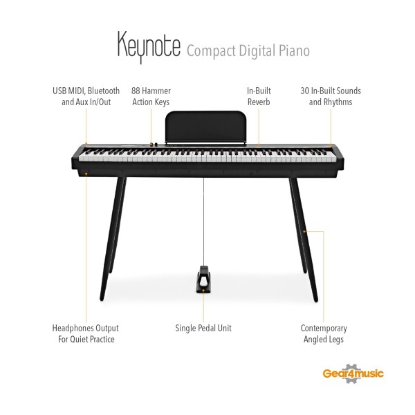 Keynote Compact Digital Stage Piano with Bluetooth, Stool Pack at ...