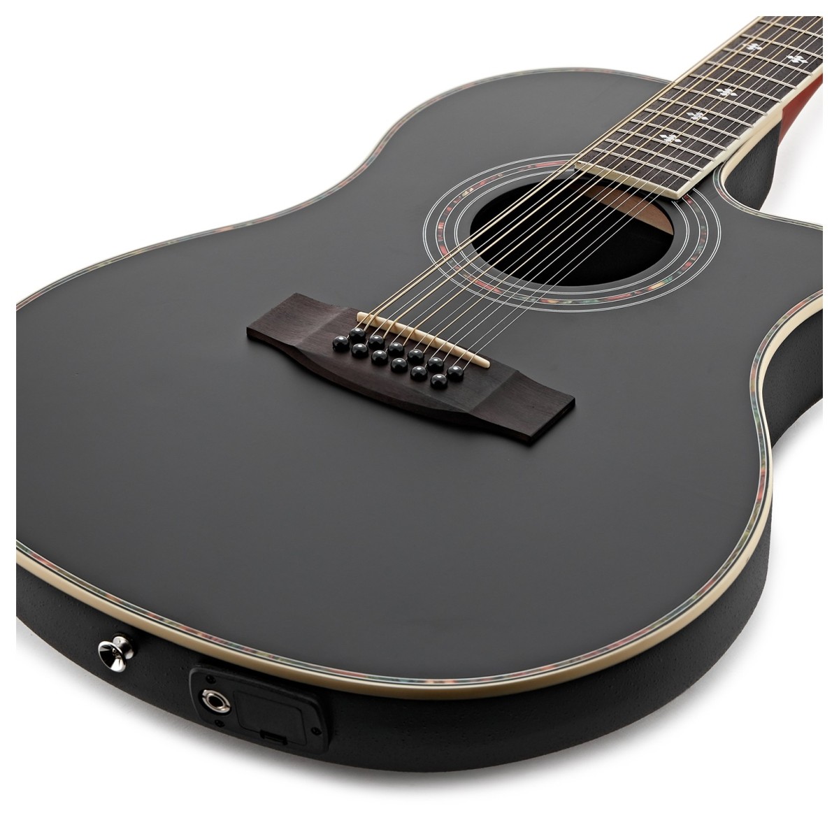 12 String Electro Acoustic Roundback Guitar by Gear4music, Black ...
