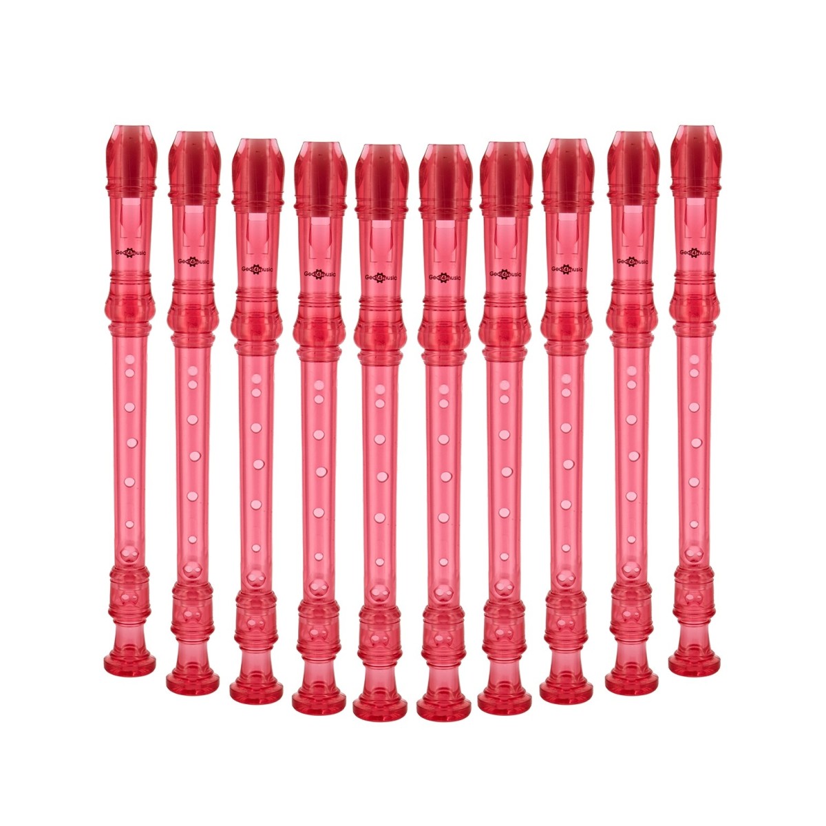 Pink Descant Recorder with Cleaning Rod by Gear4music, Pack of 10 ...
