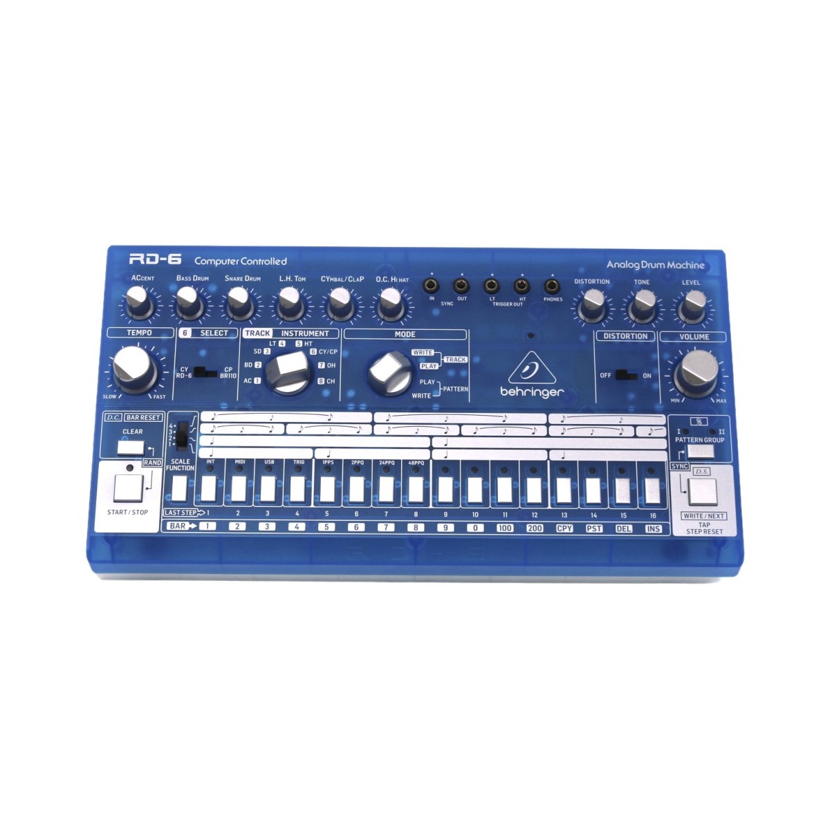 Behringer RD-6 Drum Machine, Transparent Blue - Secondhand at Gear4music