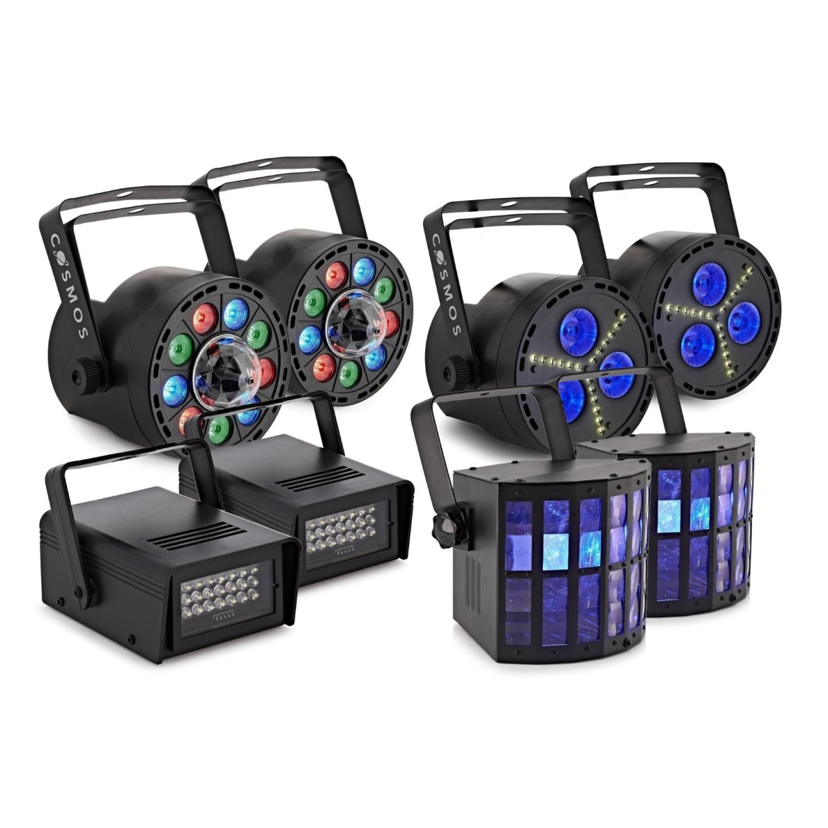 Cosmos Strobe, Derby and LED Party Lights Bundle at Gear4music
