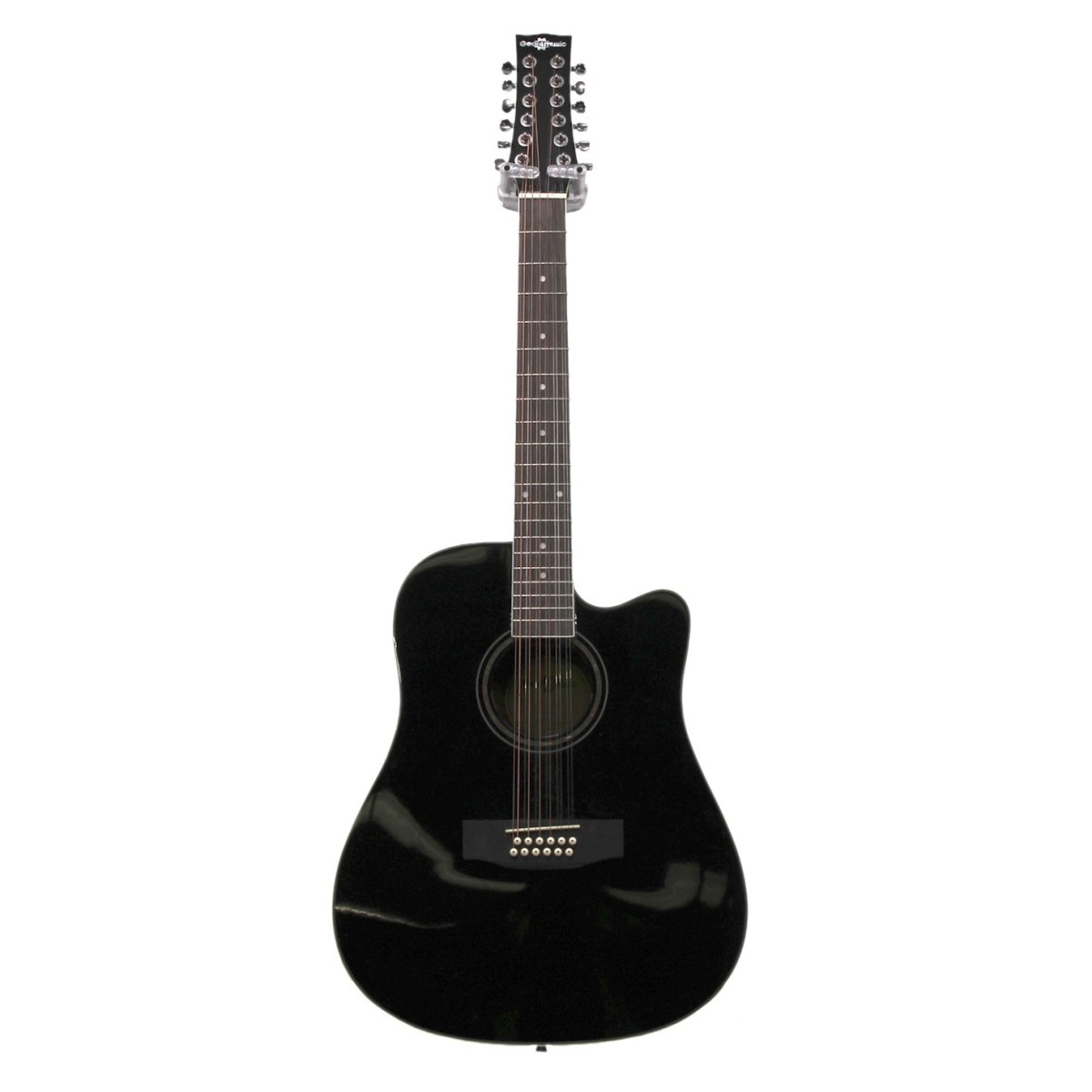 Dreadnought Cutaway 12 String Acoustic Guitar by Gear4music, Black ...