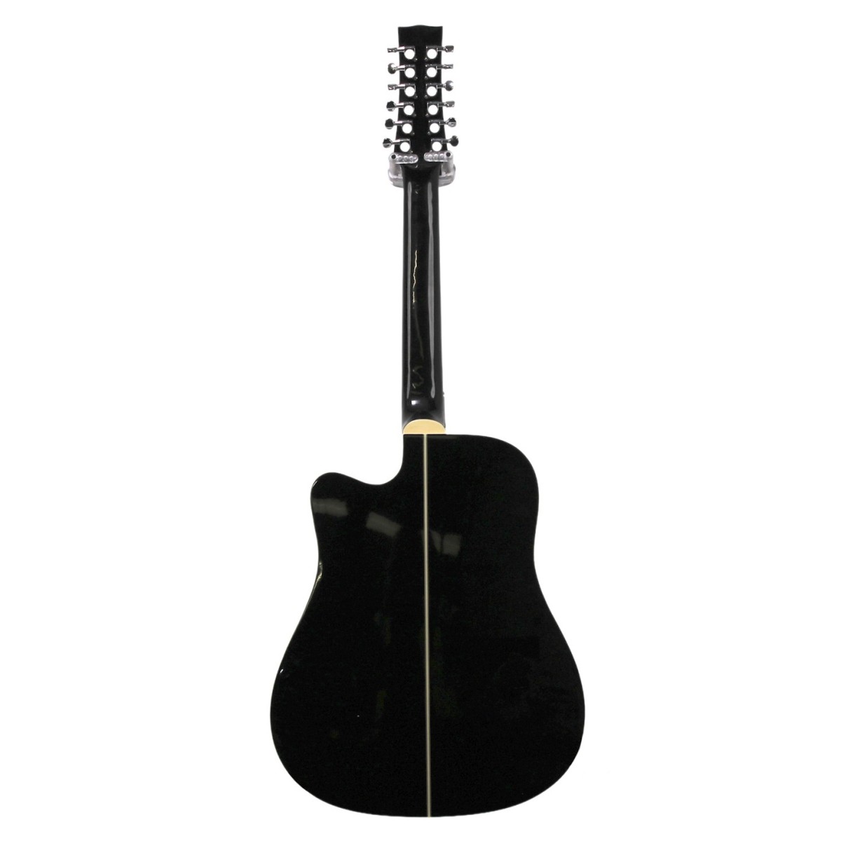 Dreadnought Cutaway 12 String Acoustic Guitar by Gear4music, Black ...