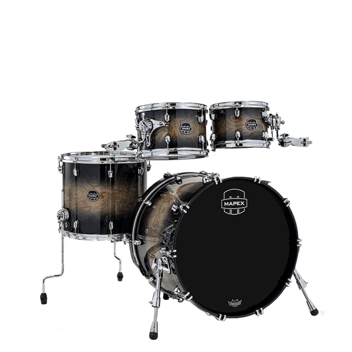Mapex Saturn VI 22" 4pc Fast Rock Shell Pack, Black Ink Burst at Gear4music