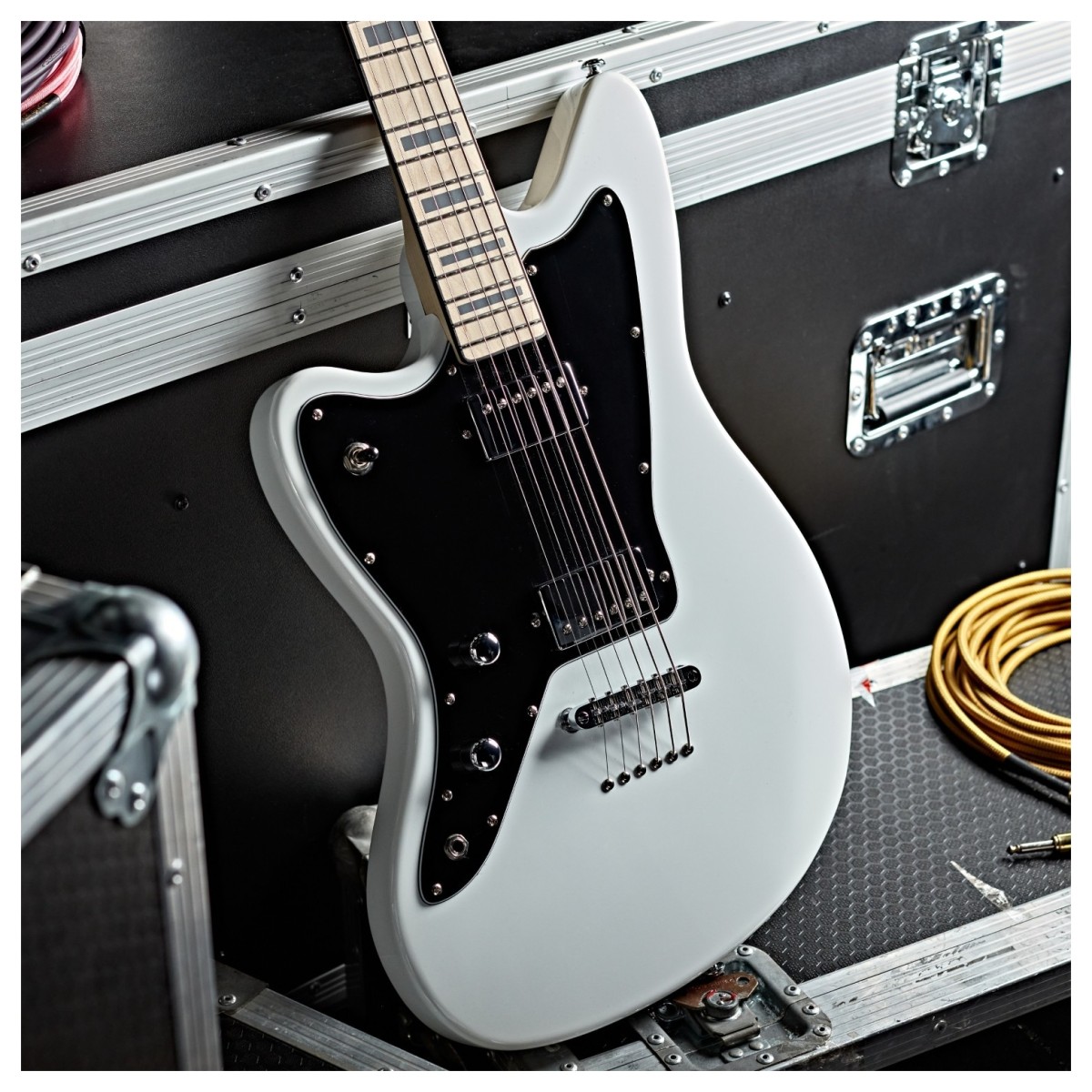 G4M 638 Left Handed Baritone VI Electric Guitar, White at Gear4music