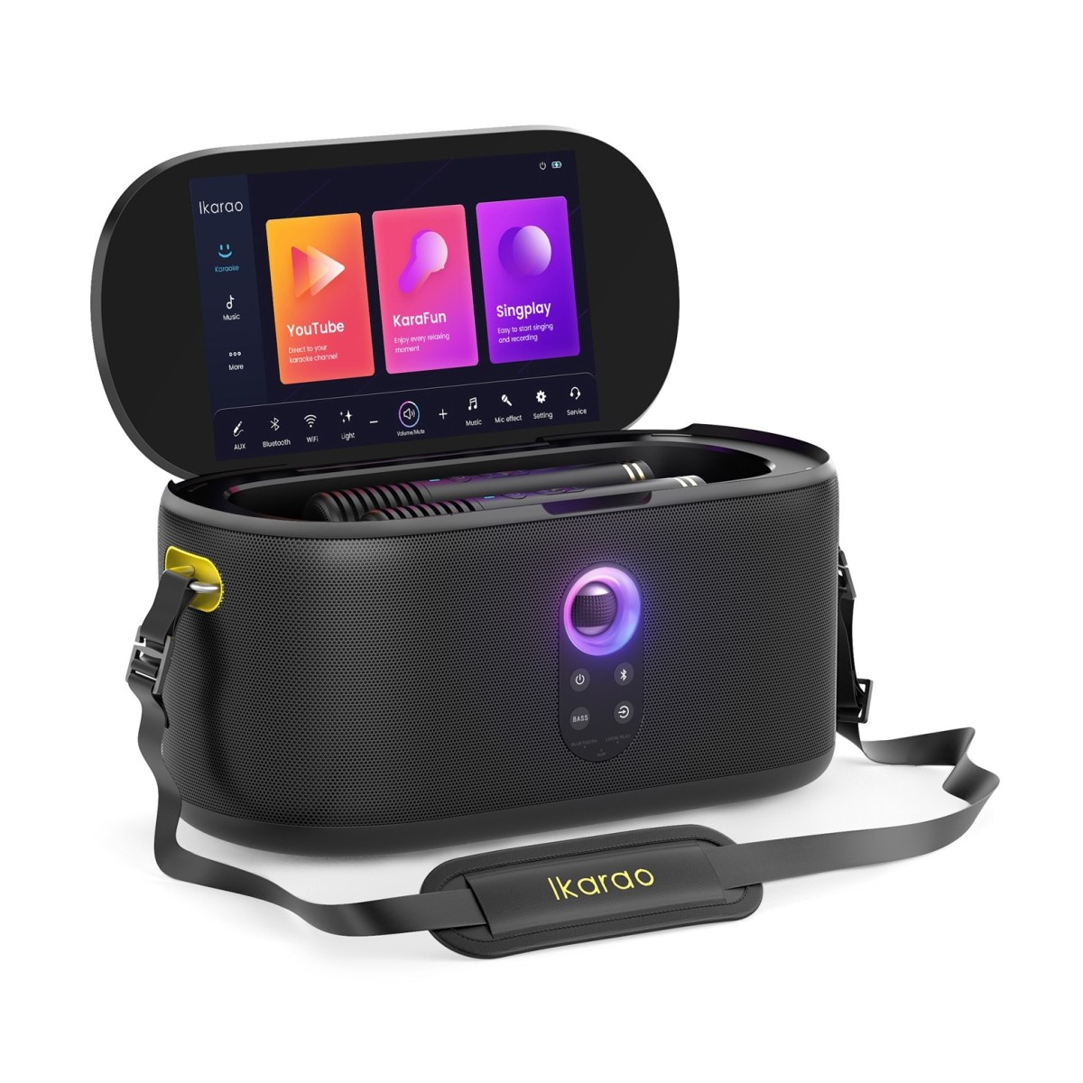 IKARAO Shell S1 Karaoke Machine with Wireless Microphones at Gear4music