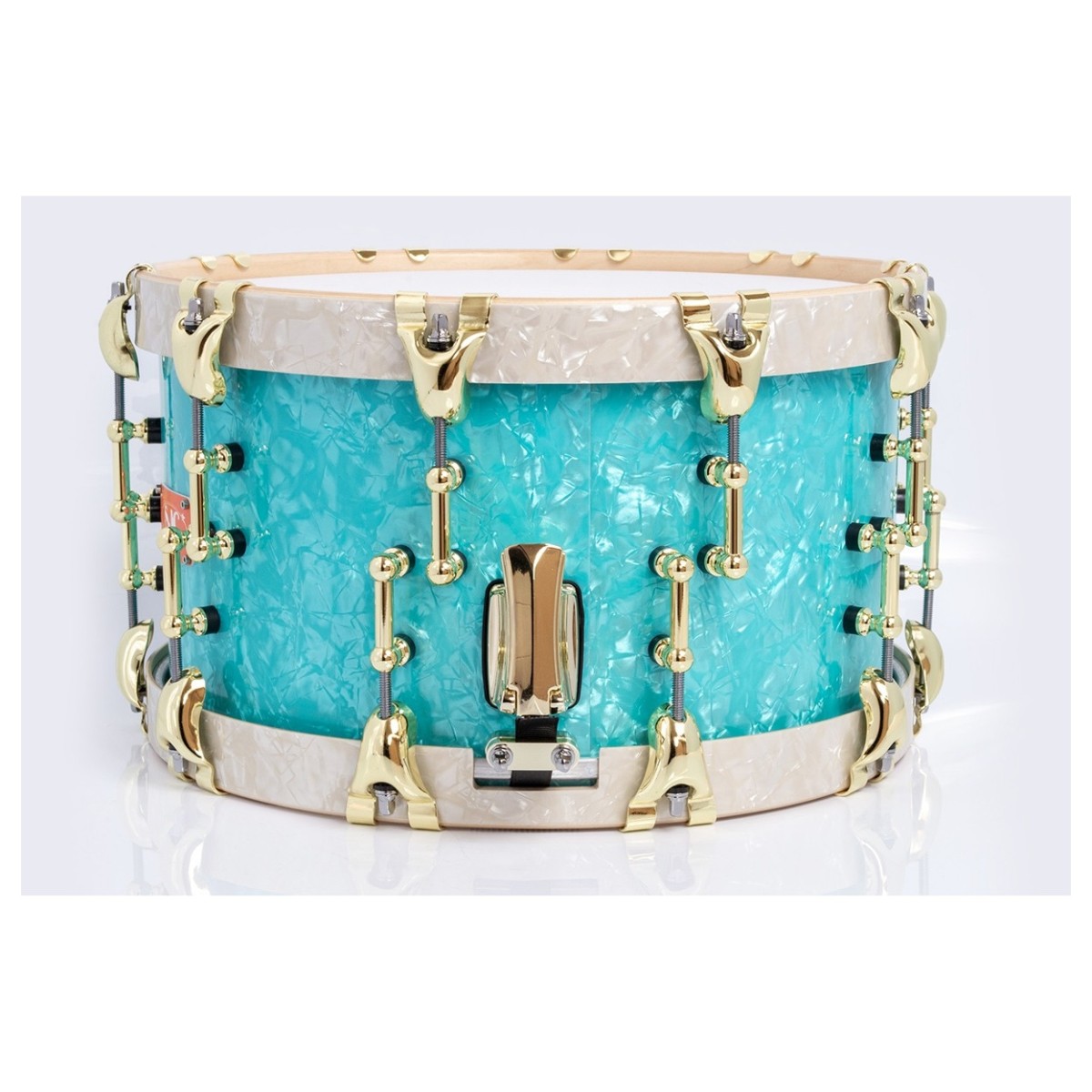SJC Drums 14 x 8" Custom Snare, Aqua & Aged White Pearl at Gear4music