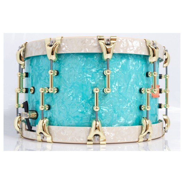 SJC Drums 14 x 8" Custom Snare, Aqua & Aged White Pearl at Gear4music