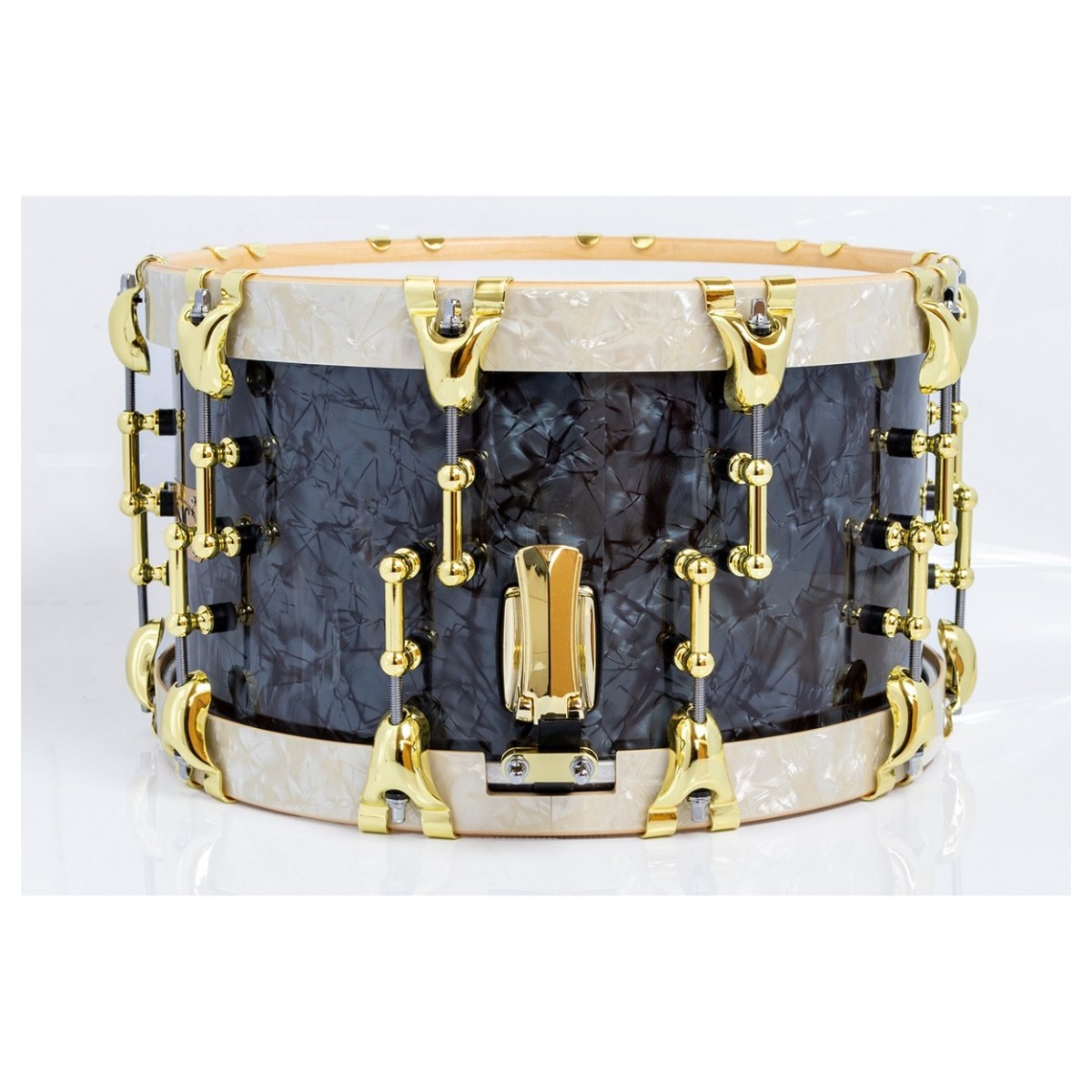 SJC Drums 14 x 8" Custom Snare, Black & Aged White Pearl at Gear4music
