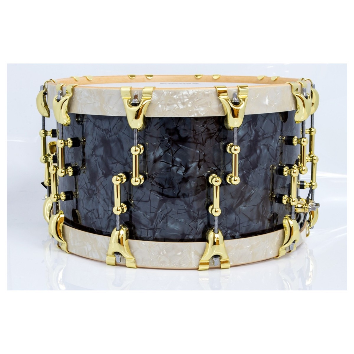 SJC Drums 14 x 8" Custom Snare, Black & Aged White Pearl at Gear4music