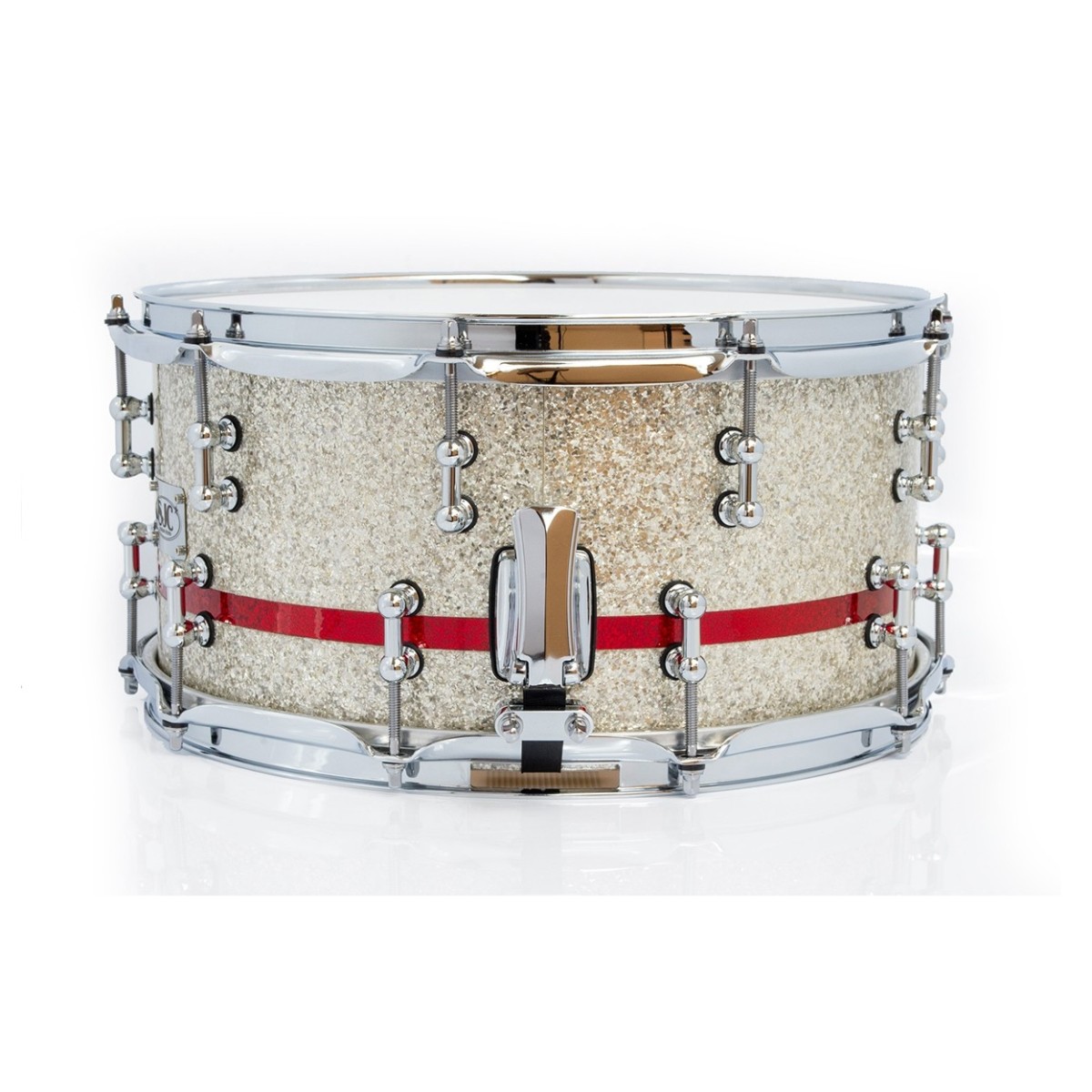 SJC Drums 14 x 7" Custom Snare, Silver & Red Glitter at Gear4music